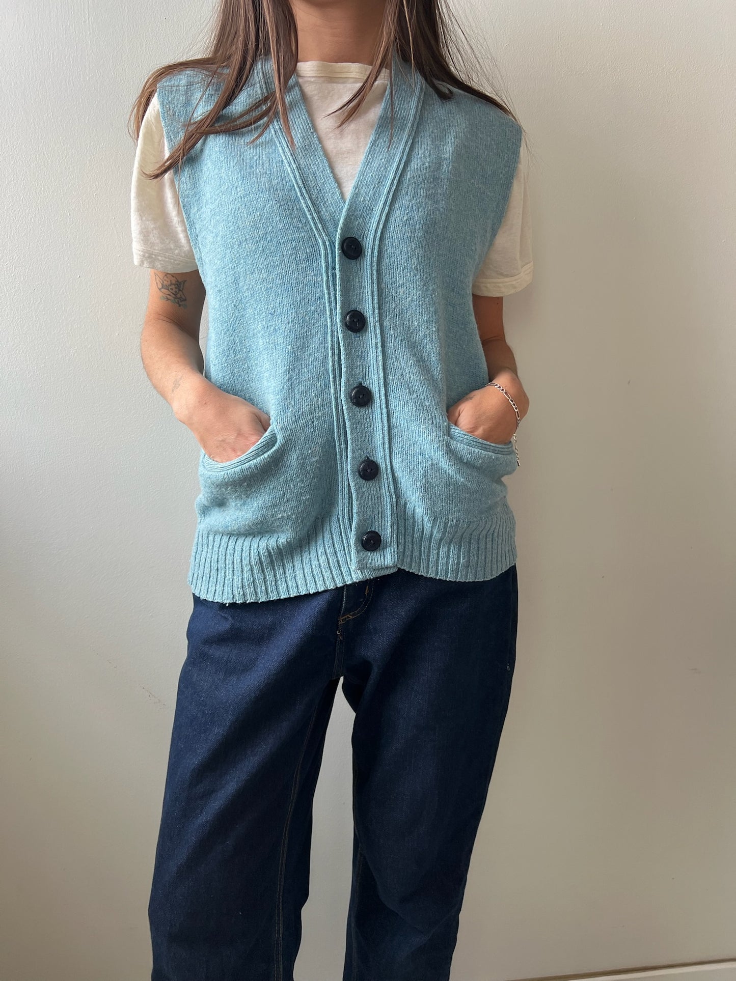 Sky Blue Knit Vest – The Wanderly
